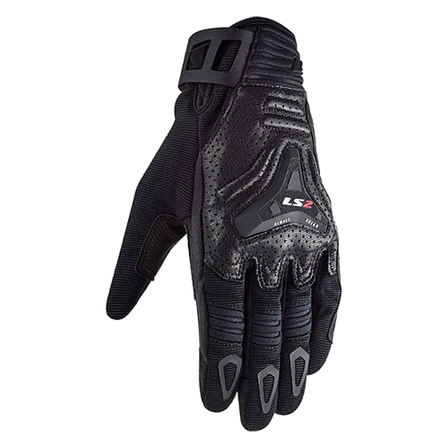 LS2 All Terrain Black Textile Street Gloves With Knuckle Protection For ...