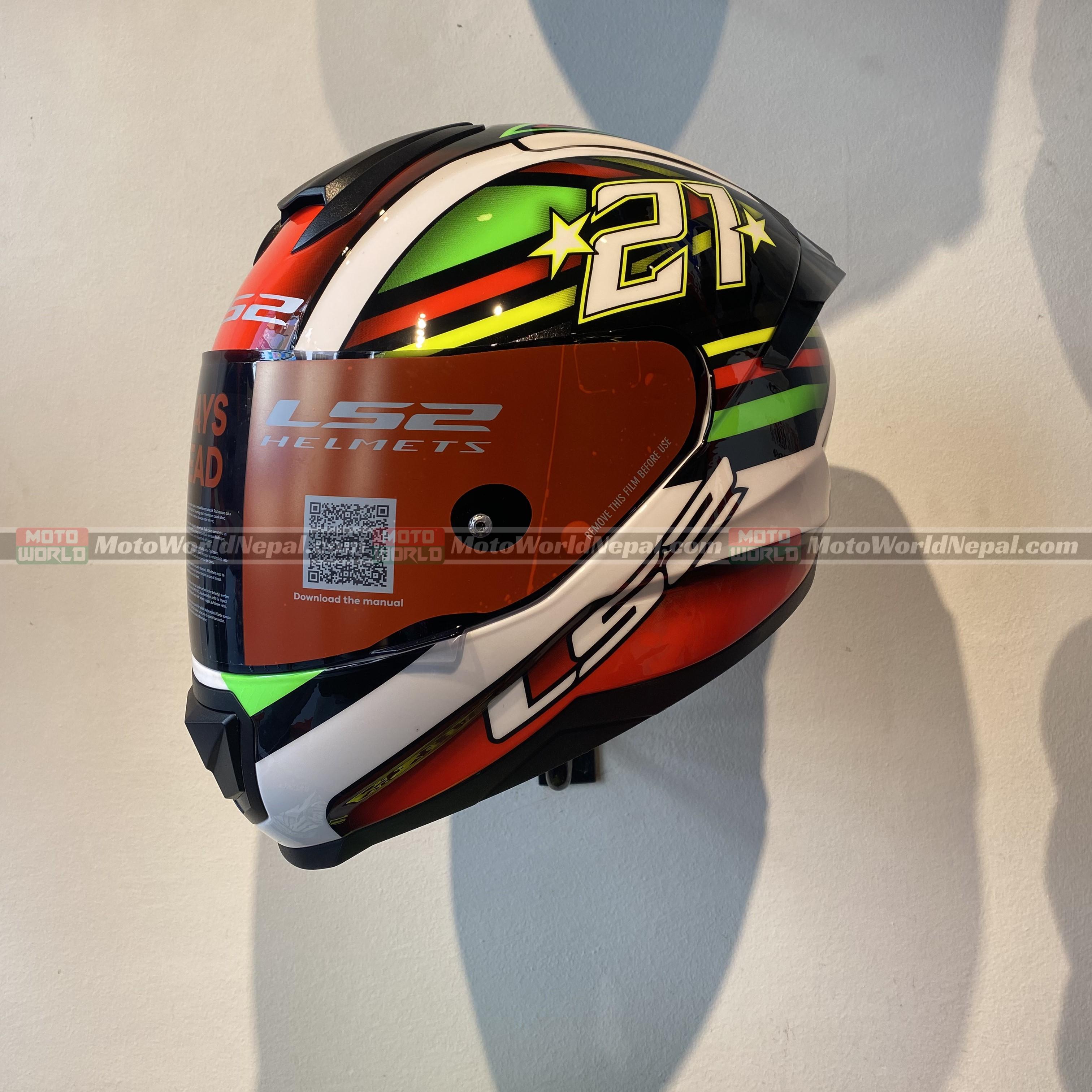 LS2 Flash FF802 21 White Red Green Full Face Motorcycle Helmet | Moto World Nepal