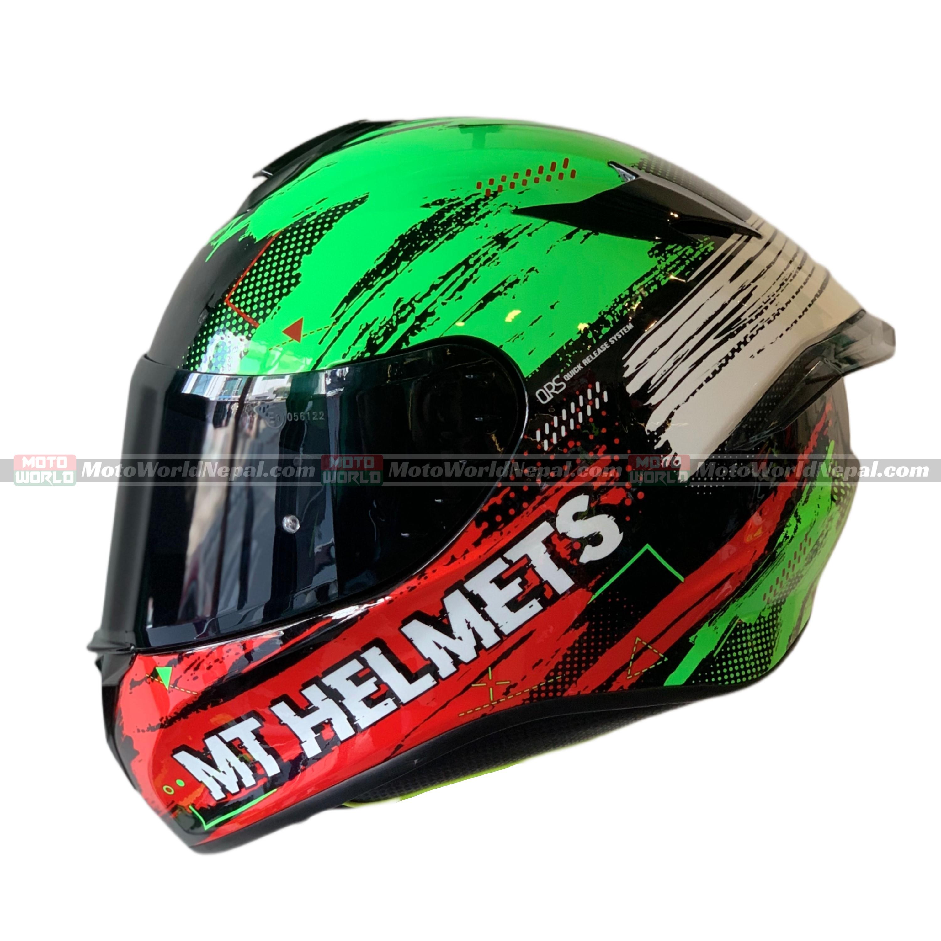 MT Targo Pro Zyfra B6 Gloss Fluor Green Full Face Motorcycle Helmet ...