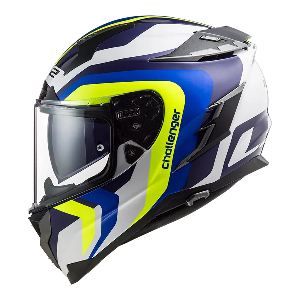 LS2 Challenger Galactic Gloss White Yellow Blue Full Face Motorcycle ...