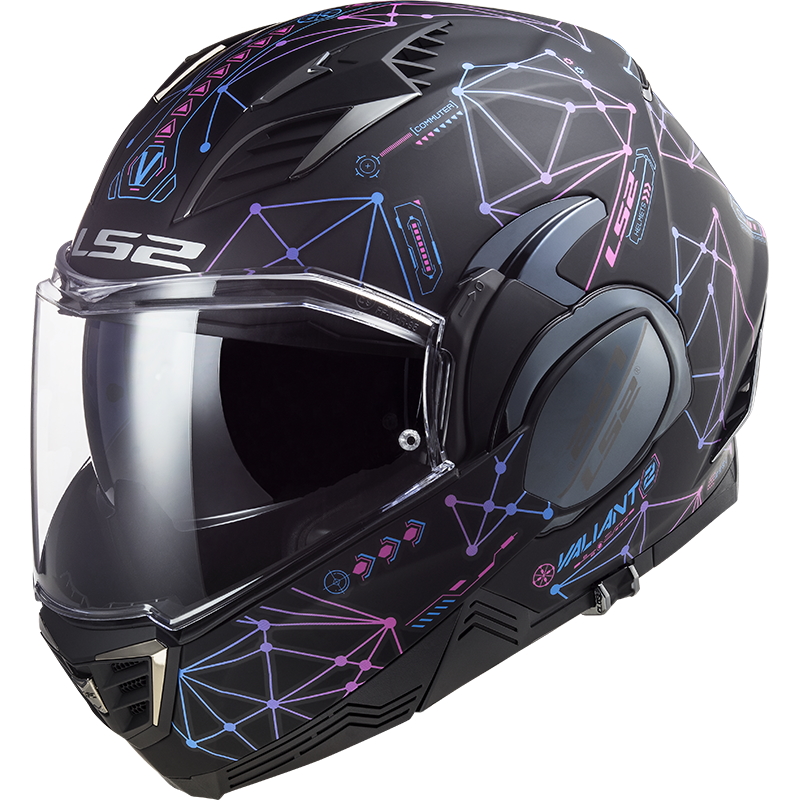 LS2 Valiant 2 Stellar Matt Black Blue Modular Motorcycle Helmet | Moto ...