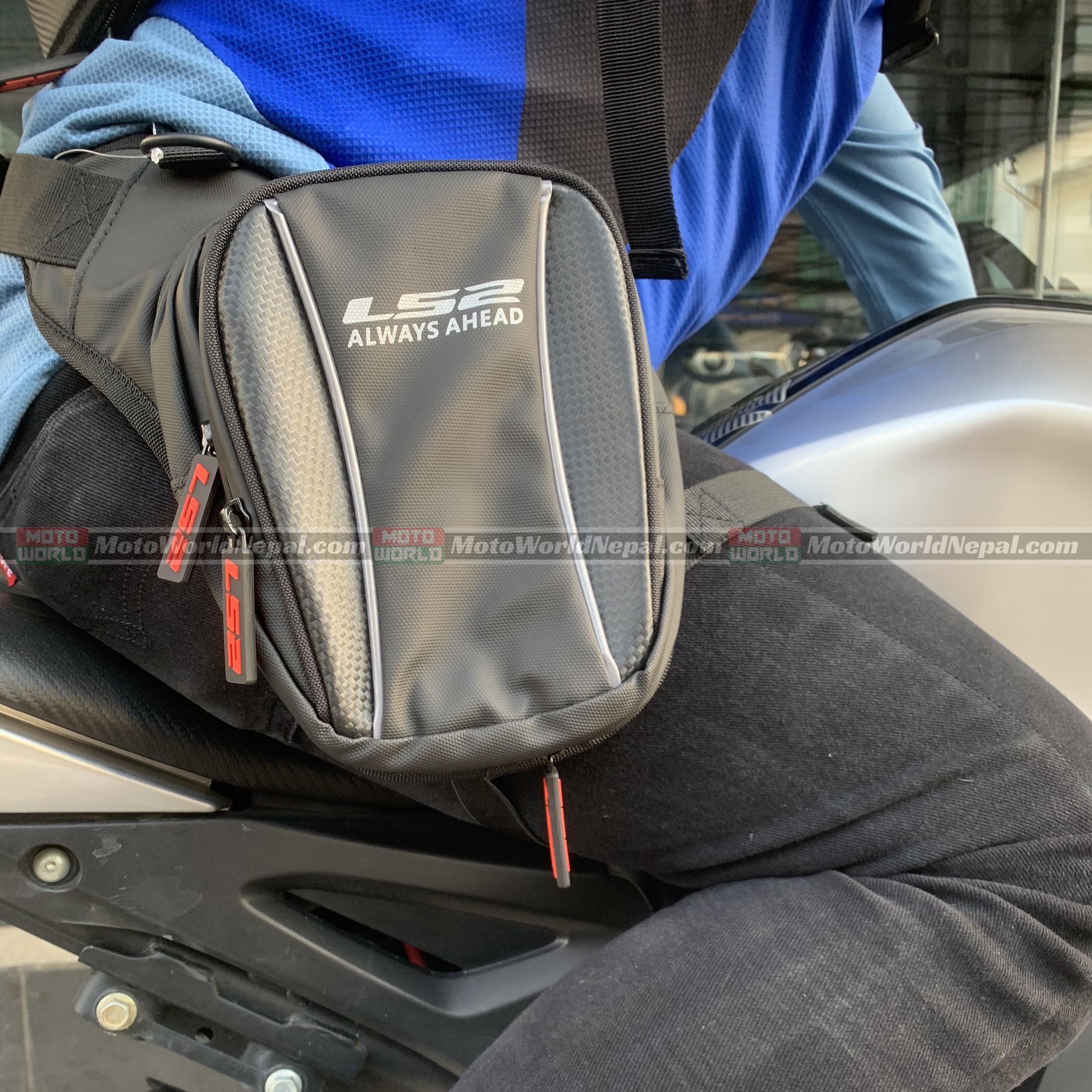 LS2 LLB-01 900D Film/PVC Carbon Grain Black Leg Bag - 6L | Moto World Nepal