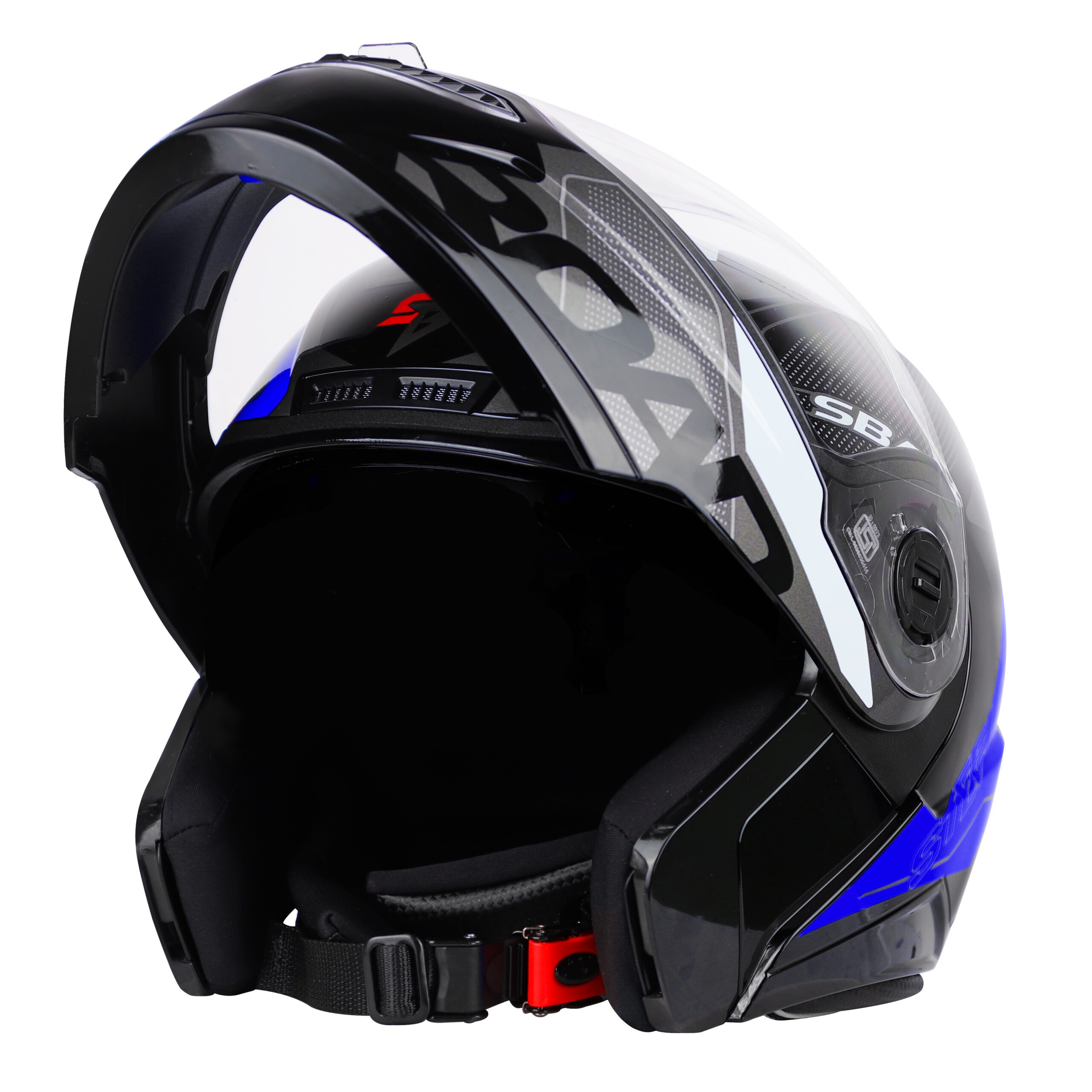 Steelbird Air SBA-7 Road Gloss Black Blue Modular Motorcycle Helmet ...