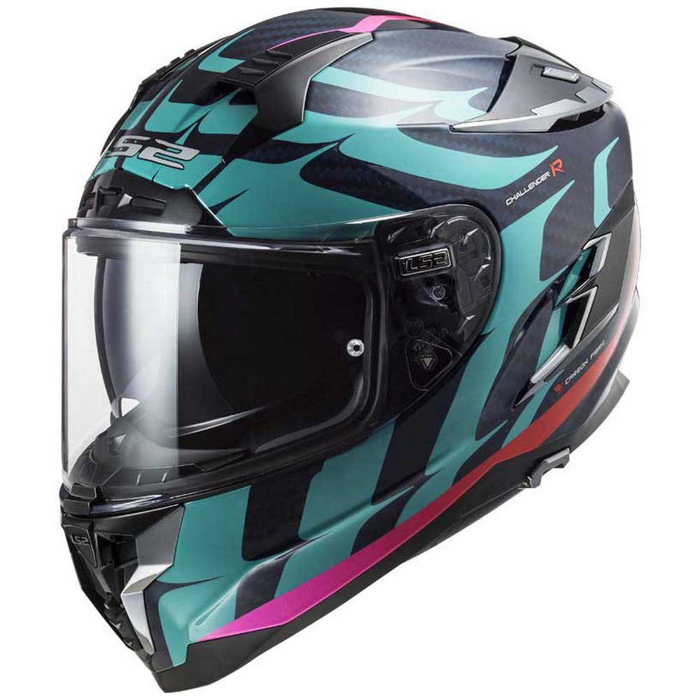 LS2 Challenger Carbon GT Flames Blue Carbon Full Face Motorcycle Helmet ...