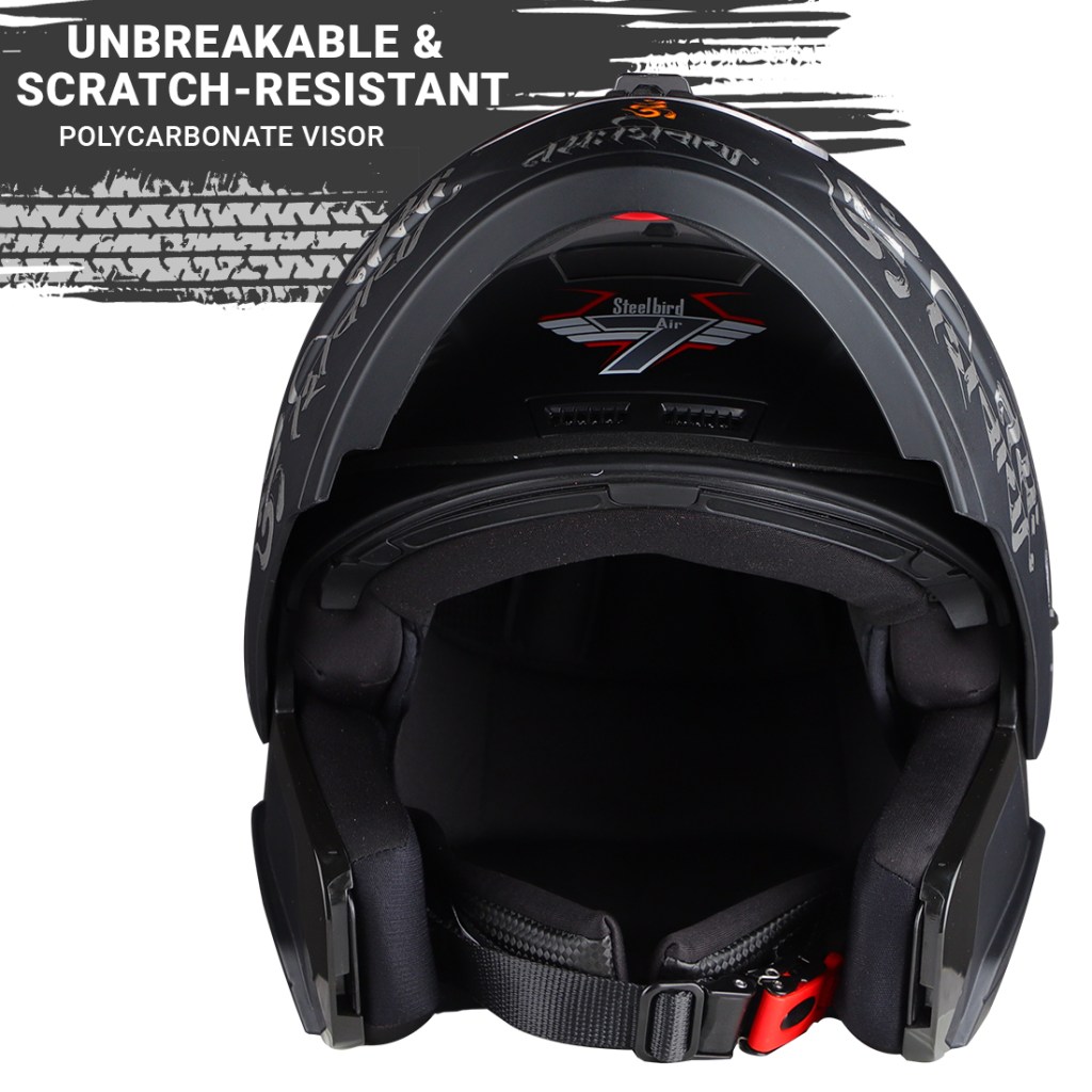 Steelbird Air SBA-7 Mahadev Matt Black Red Modular Motorcycle Helmet ...