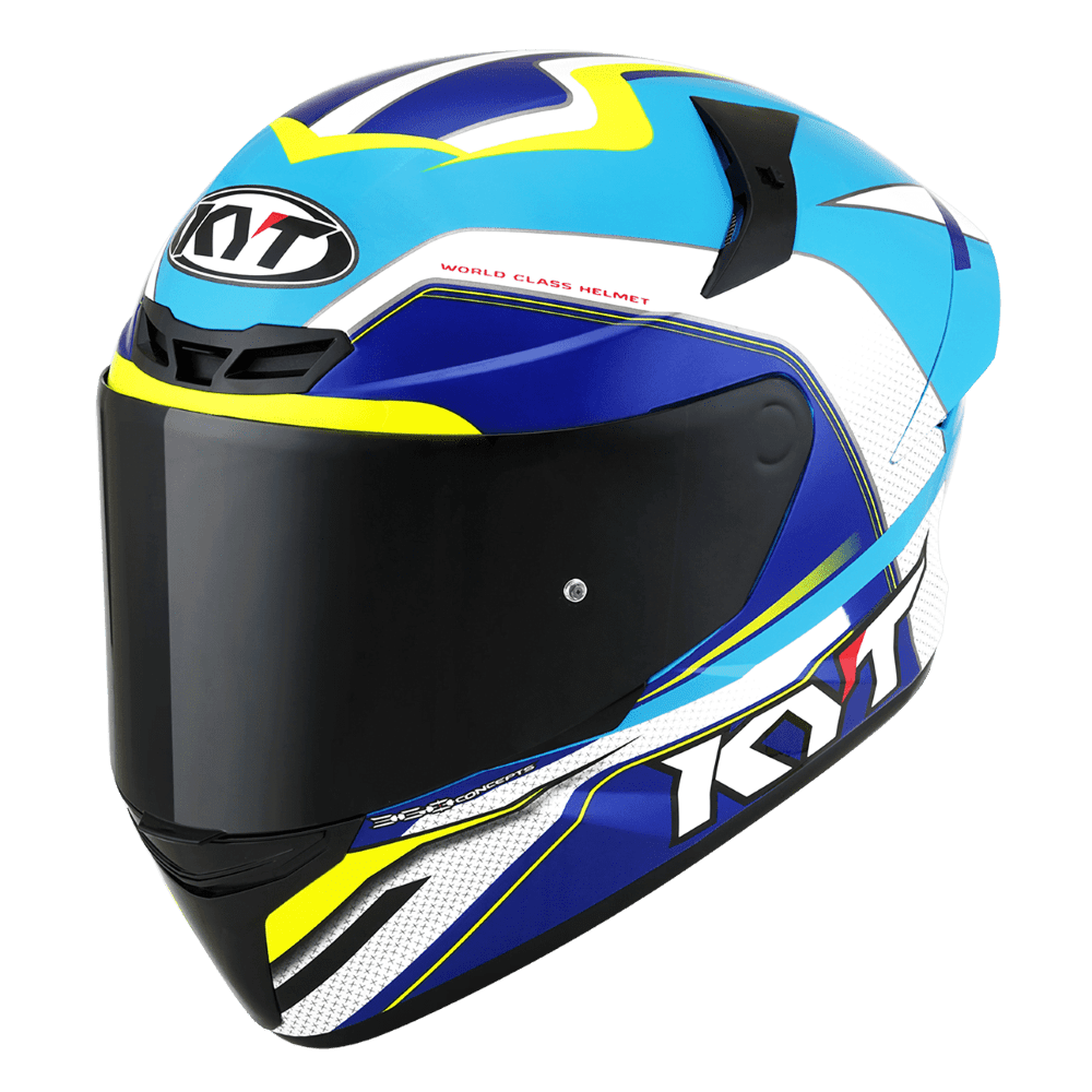 KYT TT-Course Grand Prix White/ Blue Full Face Motorcycle Helmet | Moto ...