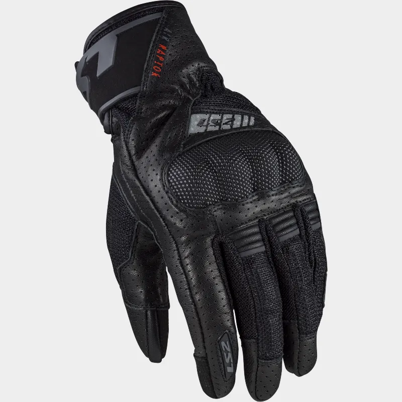 LS2 Air Raptor Black Leather Street Gloves With Knuckle Protection ...