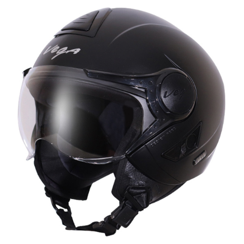 Vega Verve -E Dull Black Half Face Motorcycle Helmet | Moto World Nepal
