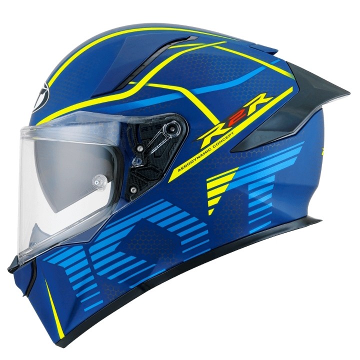 KYT R2R Pro Concept Matt Blue Yellow Full Face Motorcycle Helmet | Moto ...