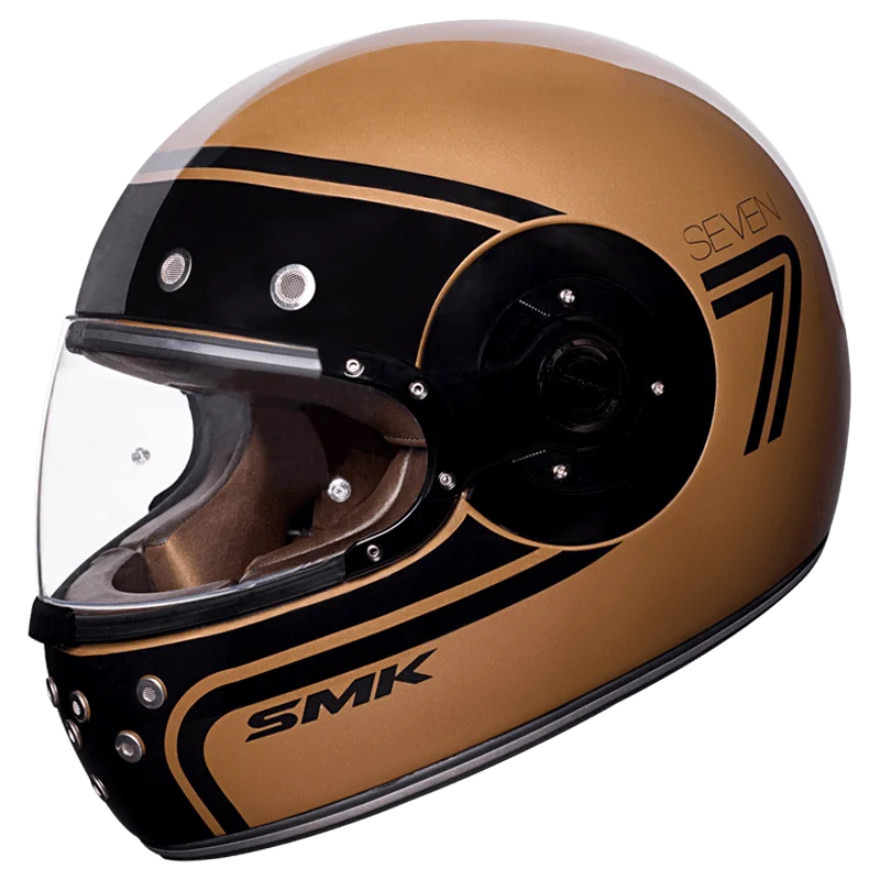 SMK Retro Seven Golden Black Full Face Motorcycle Helmet | Moto World Nepal