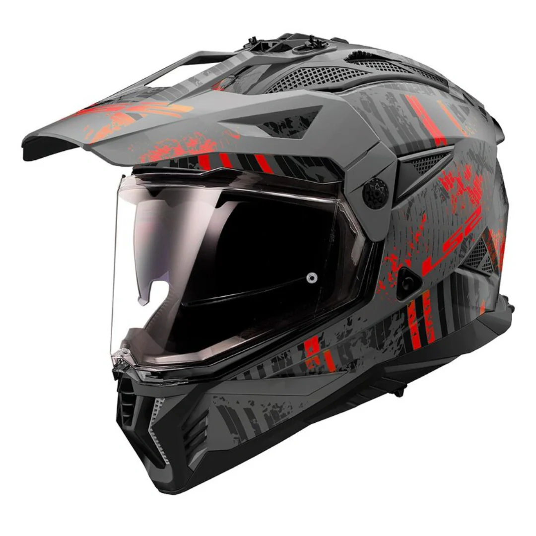LS2 MX702 PIONEER II CRAZY MATT BLACK Red | Moto World Nepal