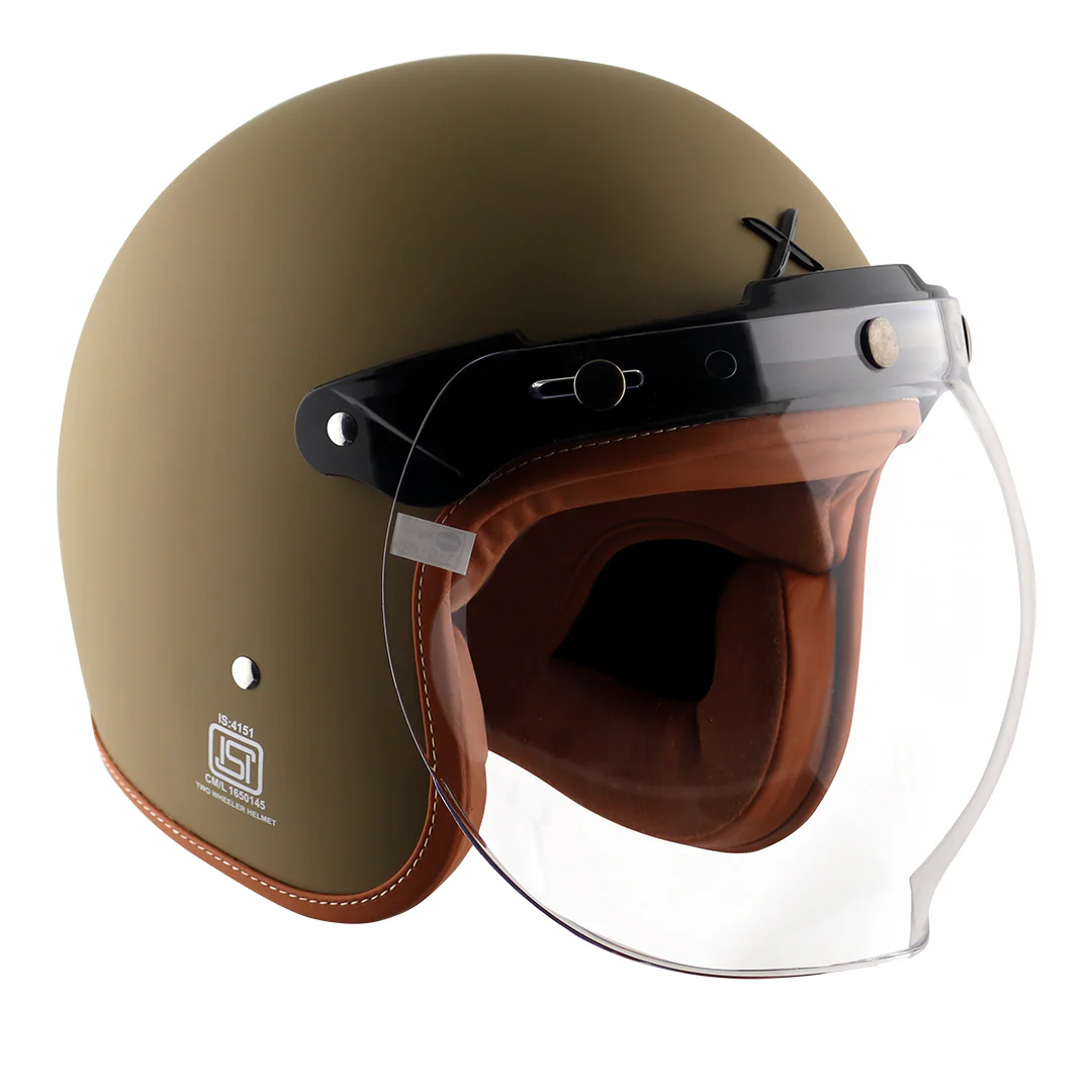 Axor Retro Jet Dull Desert Storm Half Face Motorcycle Helmet | Moto ...