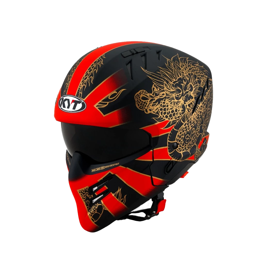 KYT Balistic Dragon Red Fluo Dual Sport Motorcycle Helmet | Moto World ...