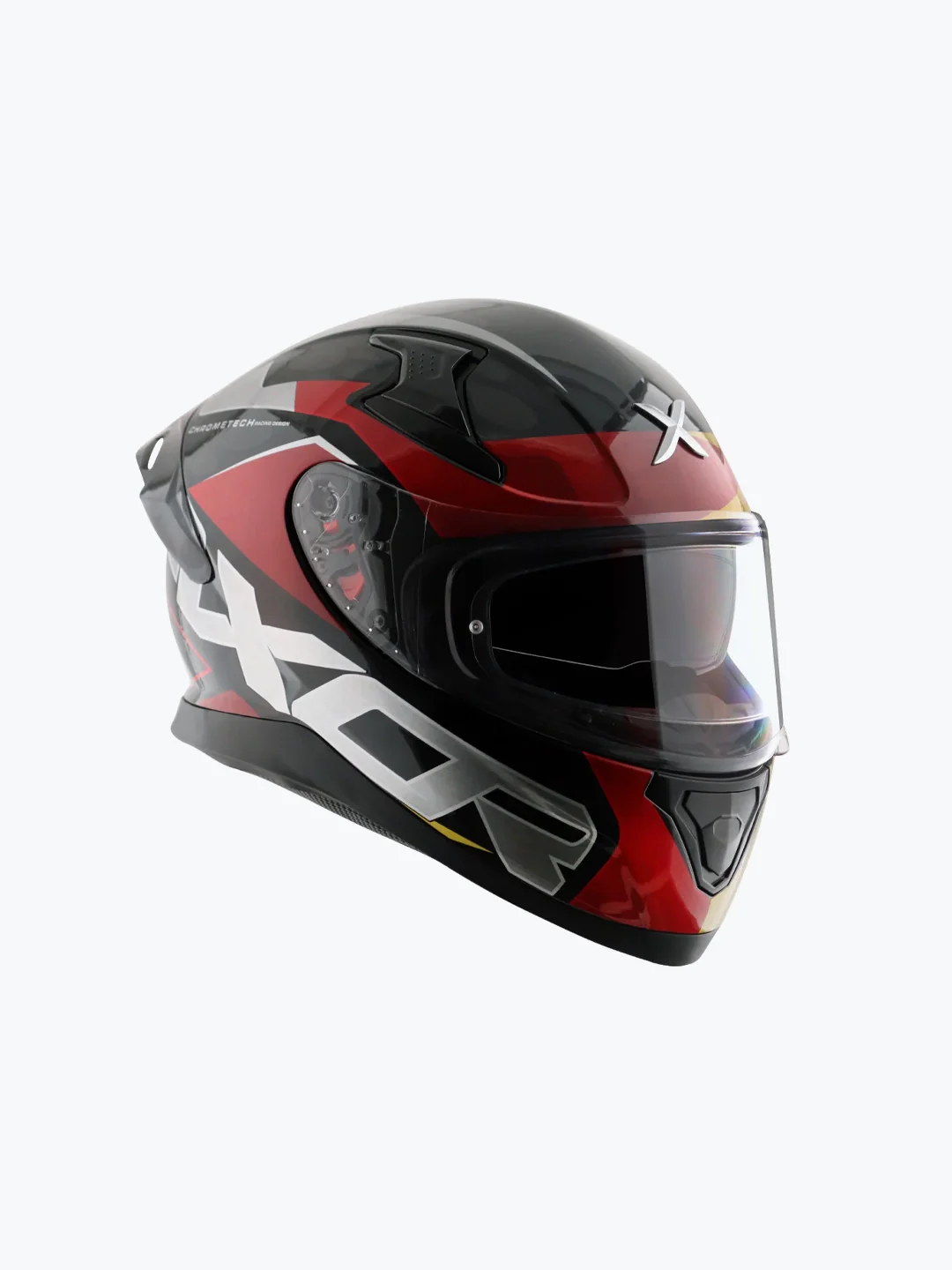 AXOR APEX Chrometech Black Red Full Face Motorcycle Helmet | Moto World ...